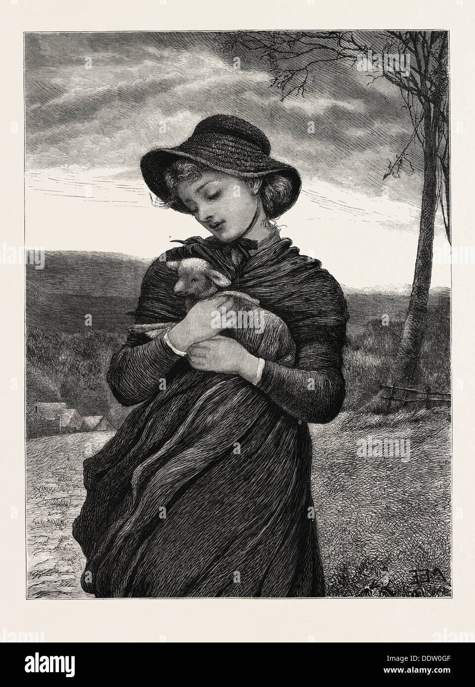 THE FOUNDLING, WOMAN, LAMB, ROMANTIC Stock Photo - Alamy
