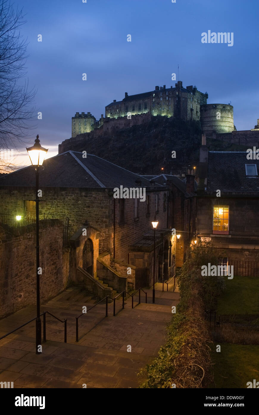 Edinburgh castle at night, Old Town, Edinburgh, Scotland, United ...