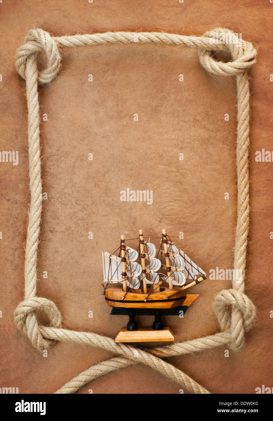 Aged Rope and ship on the old paper background Stock Photo - Alamy