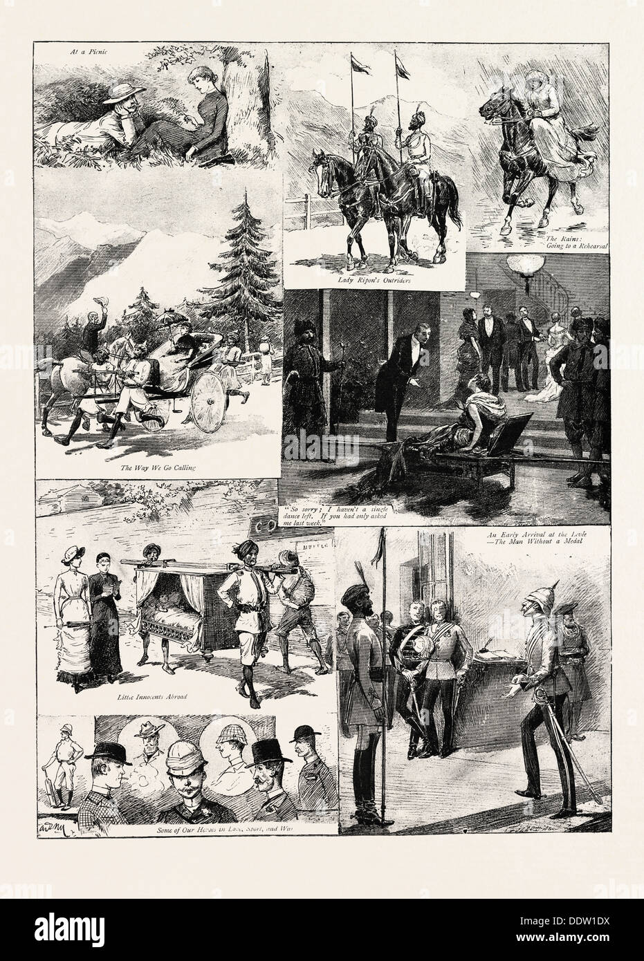 SIMLA, INDIA, UP IN THE HILLS, engraving 1884 Stock Photo - Alamy