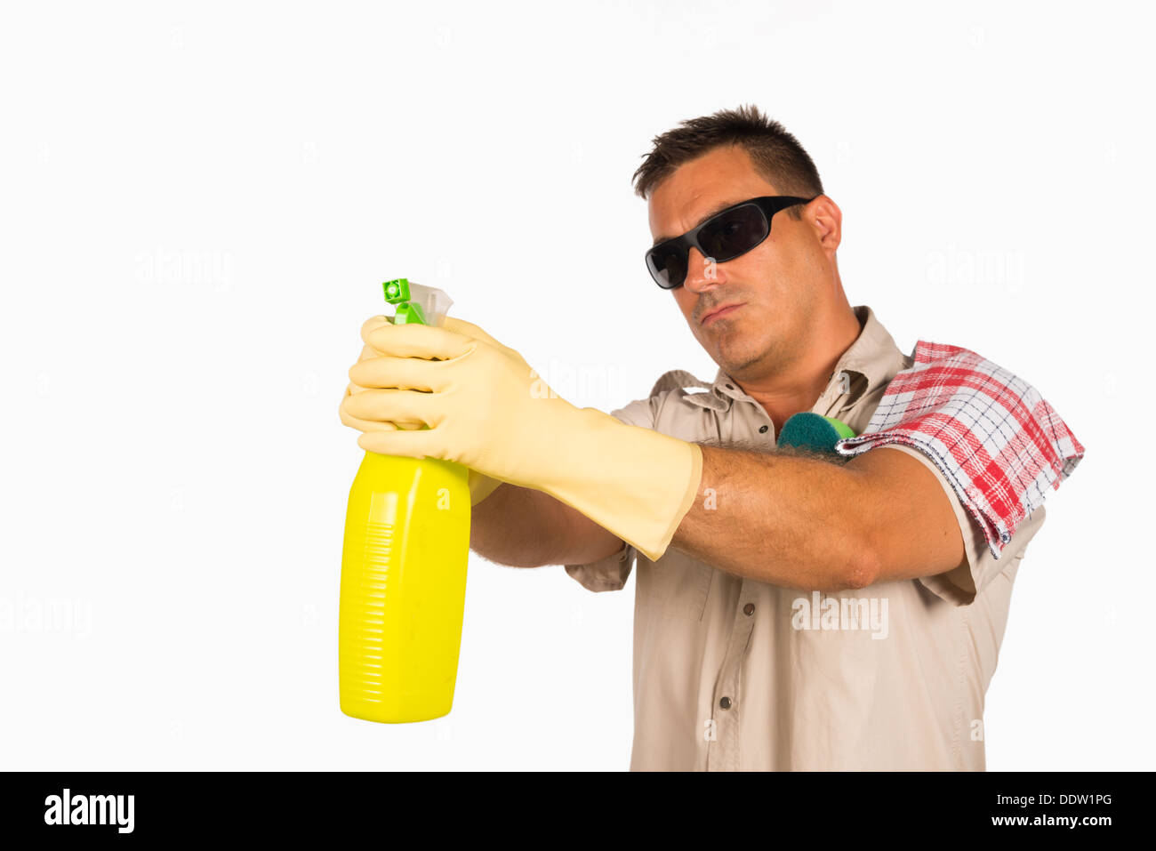 Man doing housework cleaning Cut Out Stock Images & Pictures - Alamy