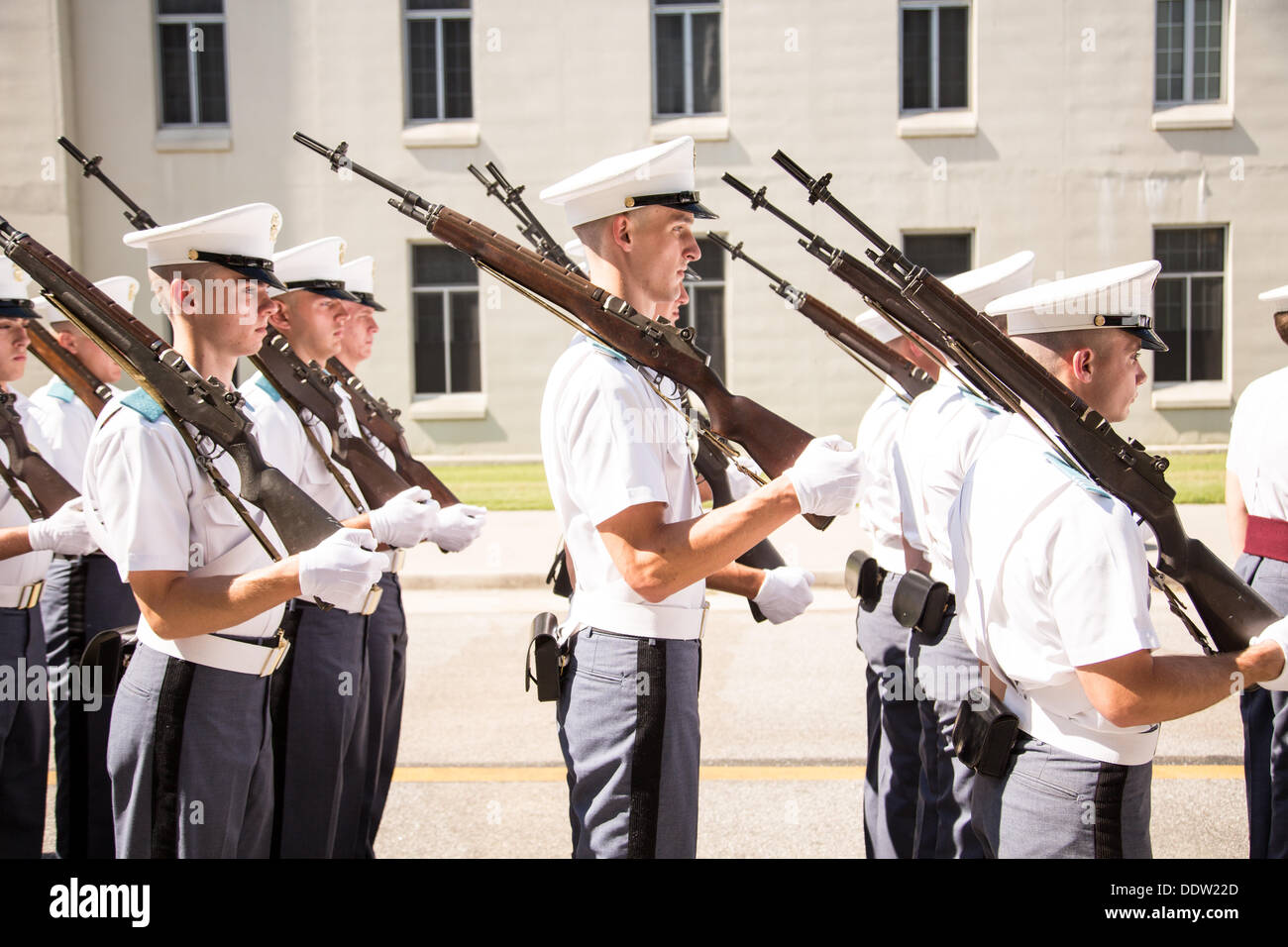 Members of the Citadel Military College corps of cadets march out of ...
