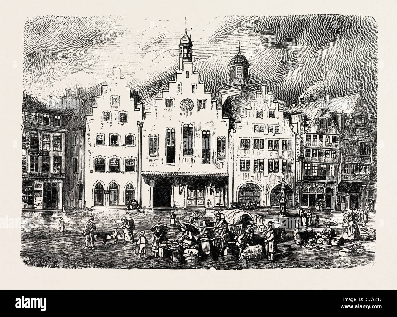 The Romer at Frankfort Germany, ENGRAVING 1882 Stock Photo - Alamy