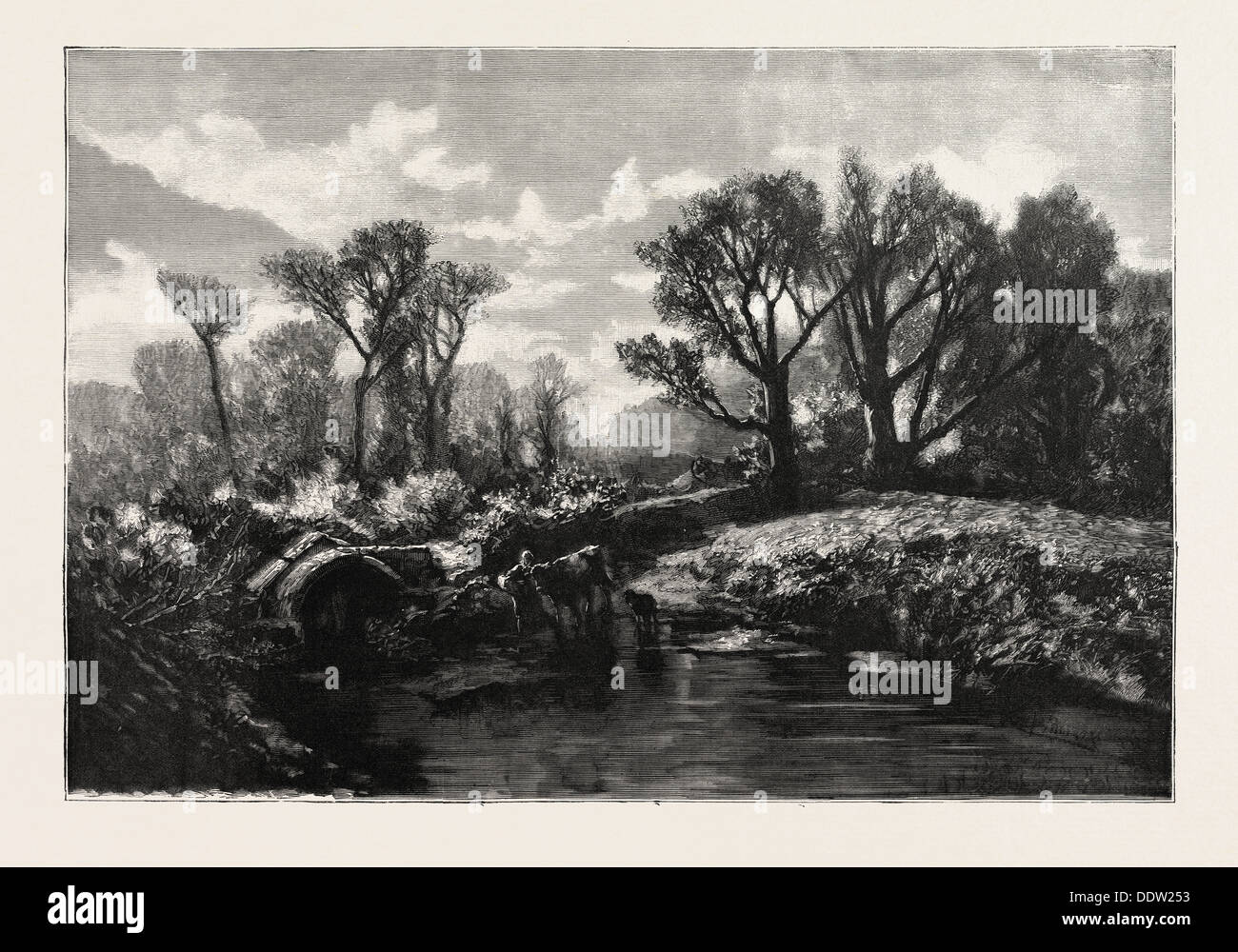 View in Normandy, France, ENGRAVING 1882 Stock Photo - Alamy