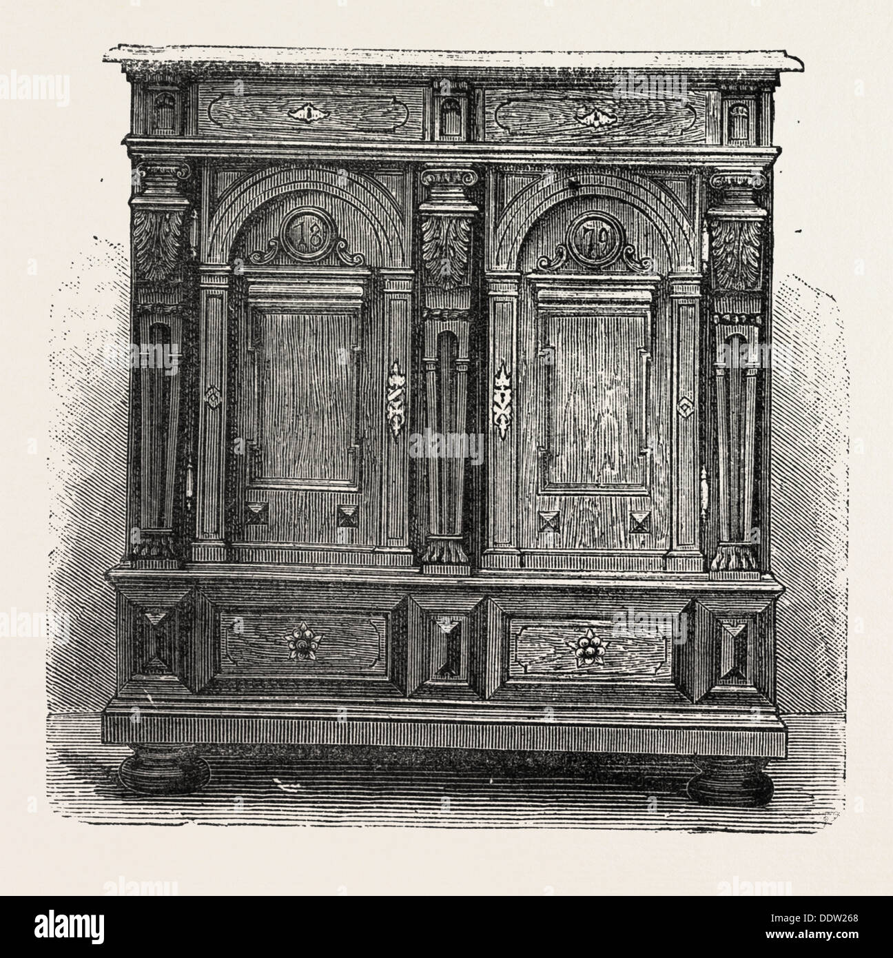Cabinet for Plate, FURNITURE, ENGRAVING 1882 Stock Photo - Alamy