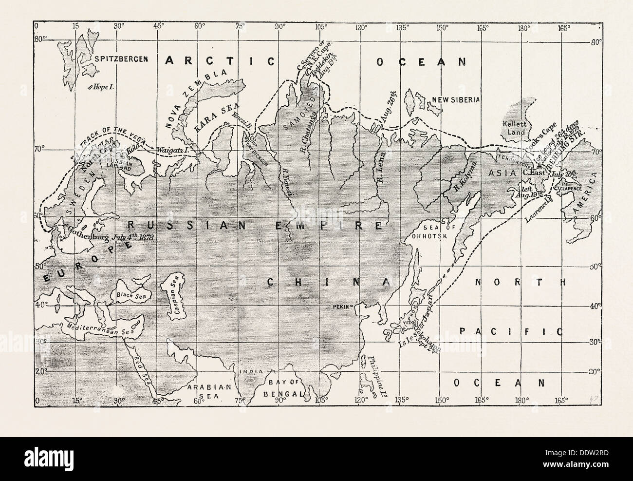 THE NORTH-EAST PASSAGE MAP OF THE ROUTE TAKEN BY THE NORDENSKJOLD ...