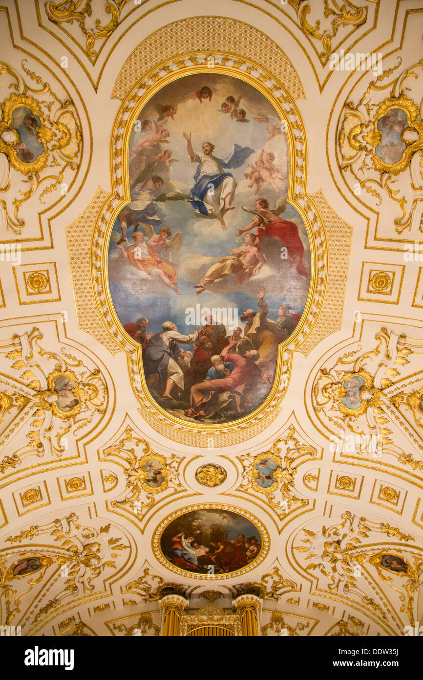 The Italianate Baroque interior of Great Witley Church in Witley Court ...