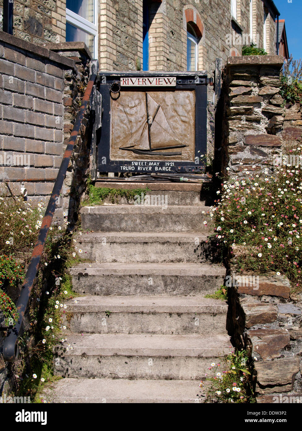 Unusual garden gate with picture of Sweet May a Truro River Barge ...