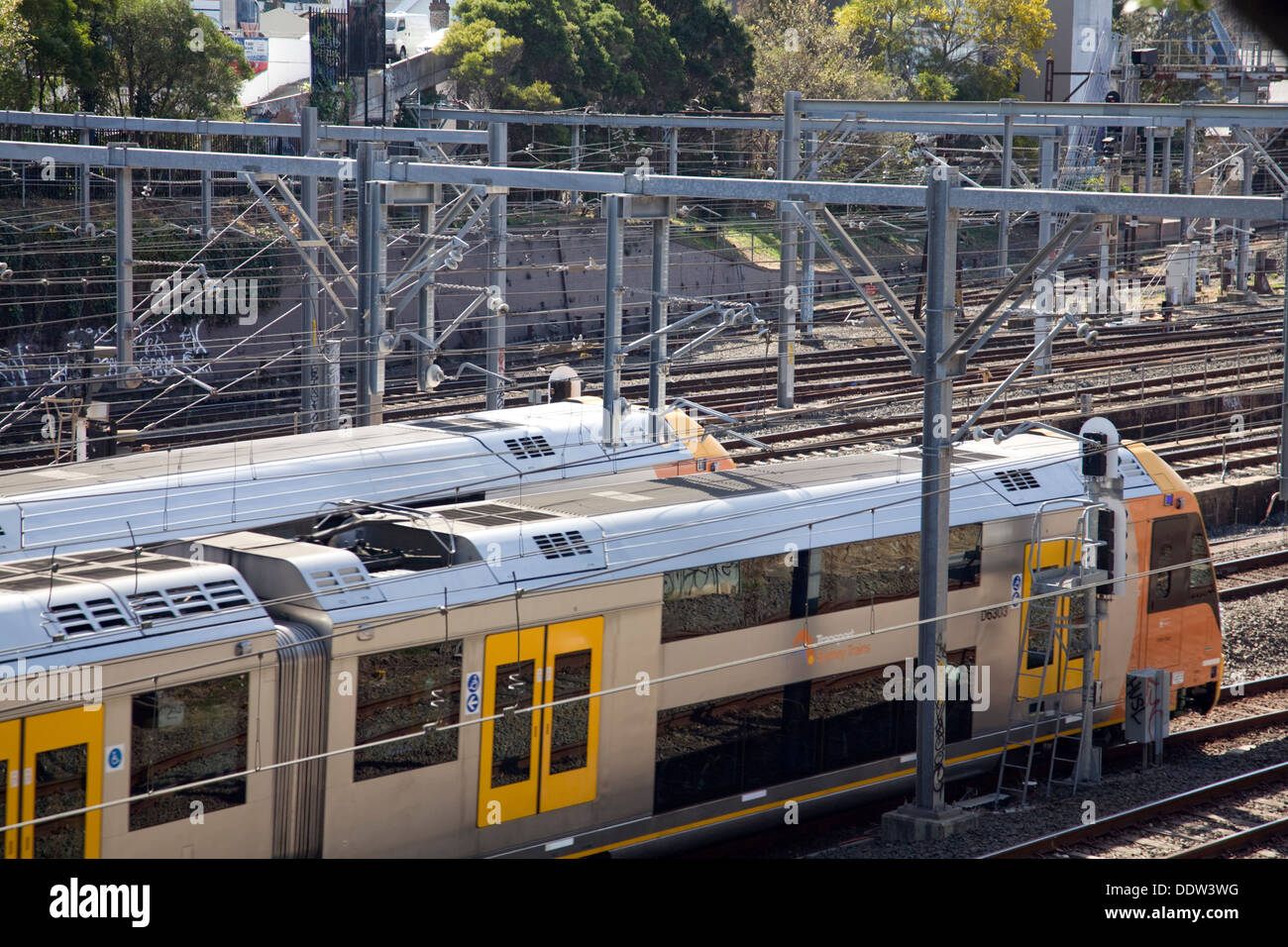 Sydney train on the track approaching Central Station,Sydney,Australia ...