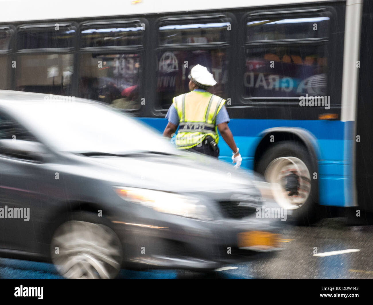 Police Person Directing Traffic, Busy Intersection, NYC Stock Photo - Alamy