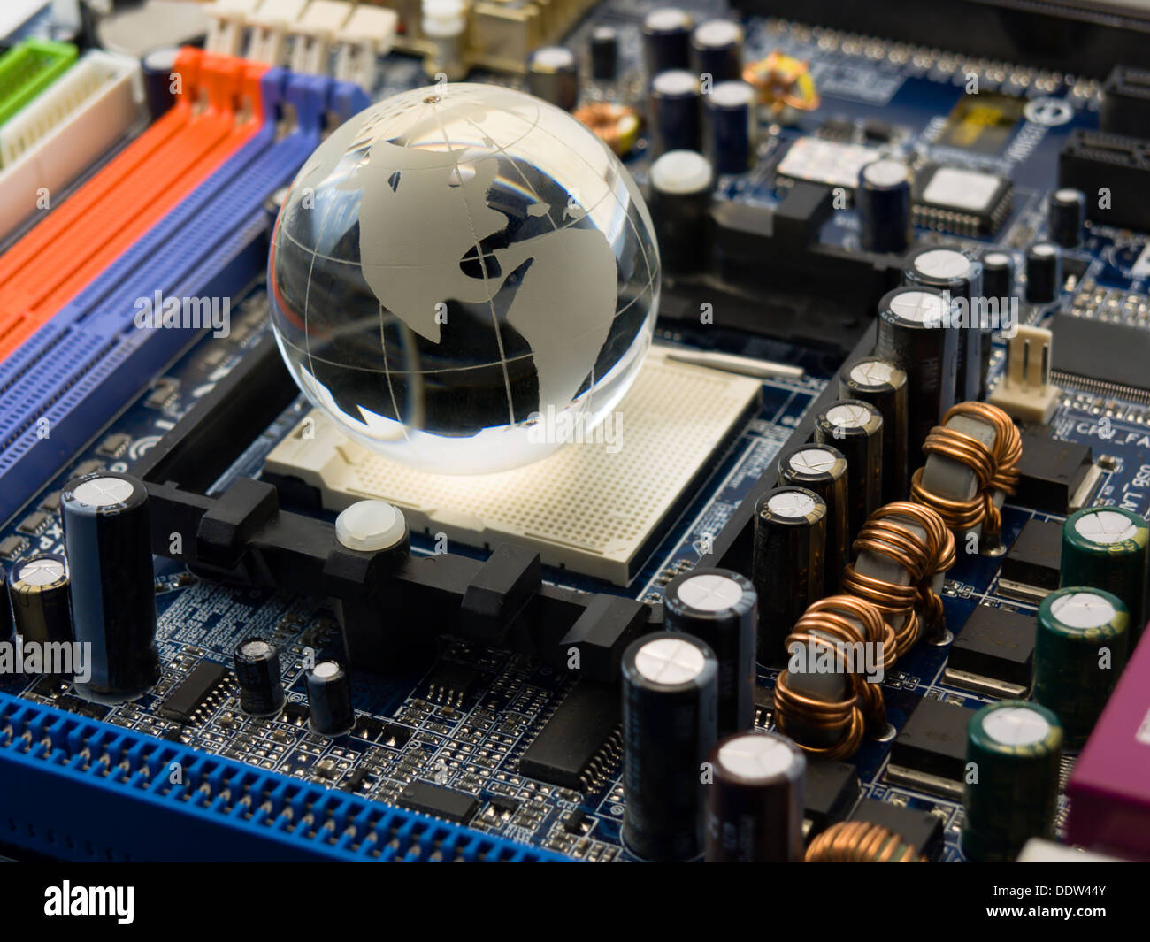 Globe circuit board hi-res stock photography and images - Alamy