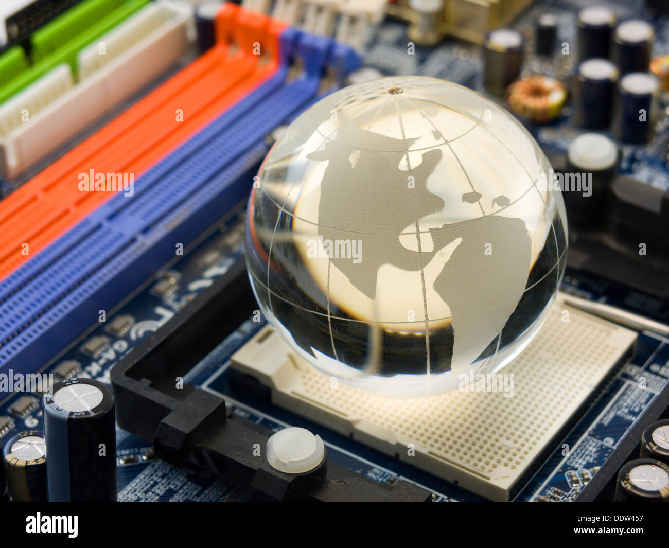 Electronic world (multicolor computer system board with crystal globe ...