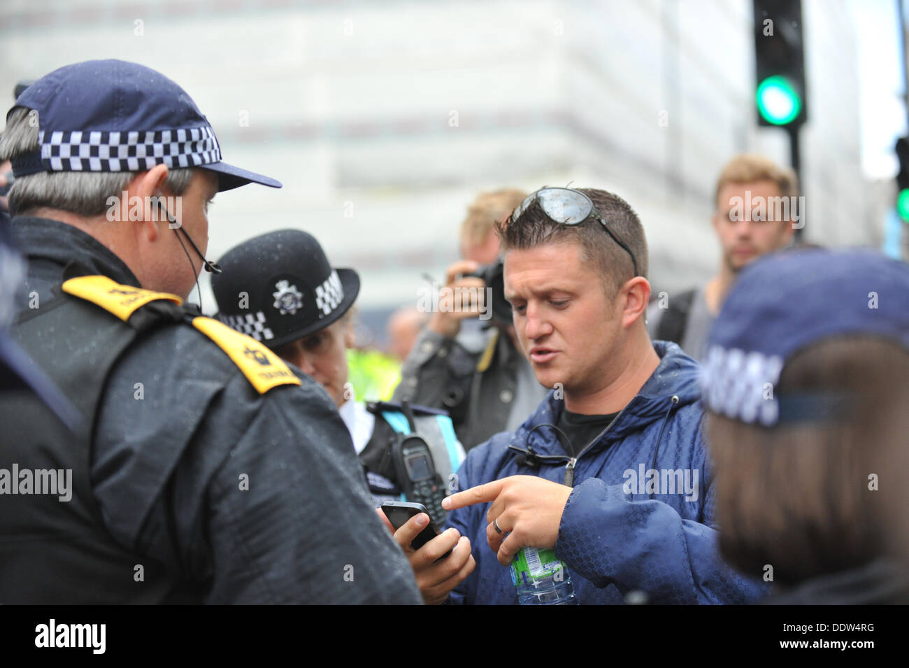 Tower Bridge, London, UK. 7th September2013. Tommy Robinson of the EDL ...