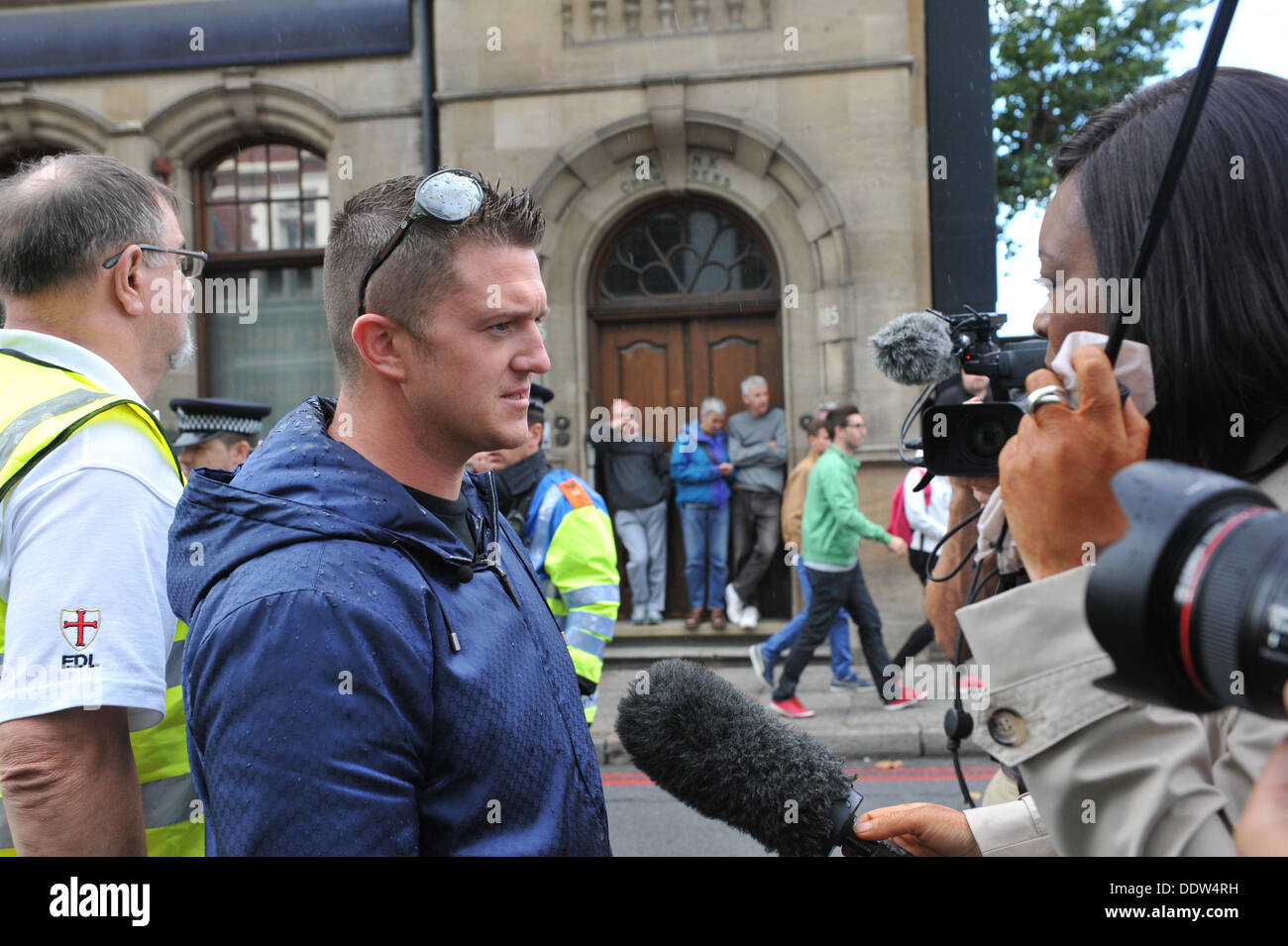Tower Bridge, London, UK. 7th September2013. Tommy Robinson of the EDL ...