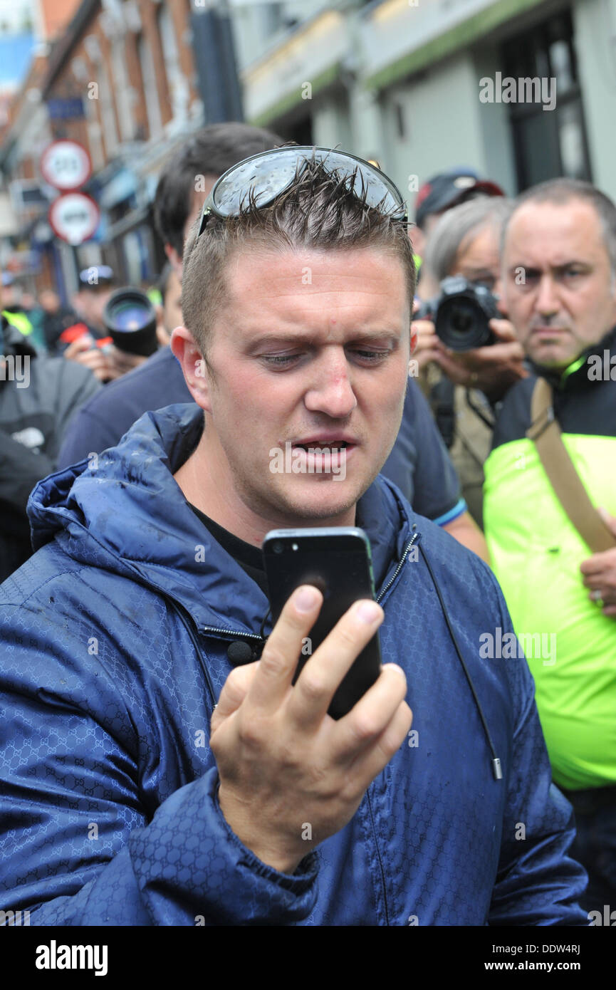 Tower Bridge, London, UK. 7th September2013. Tommy Robinson of the EDL ...