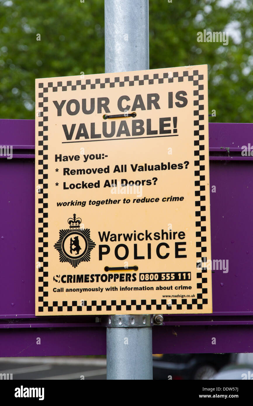 Warning sign car theft hi-res stock photography and images - Alamy