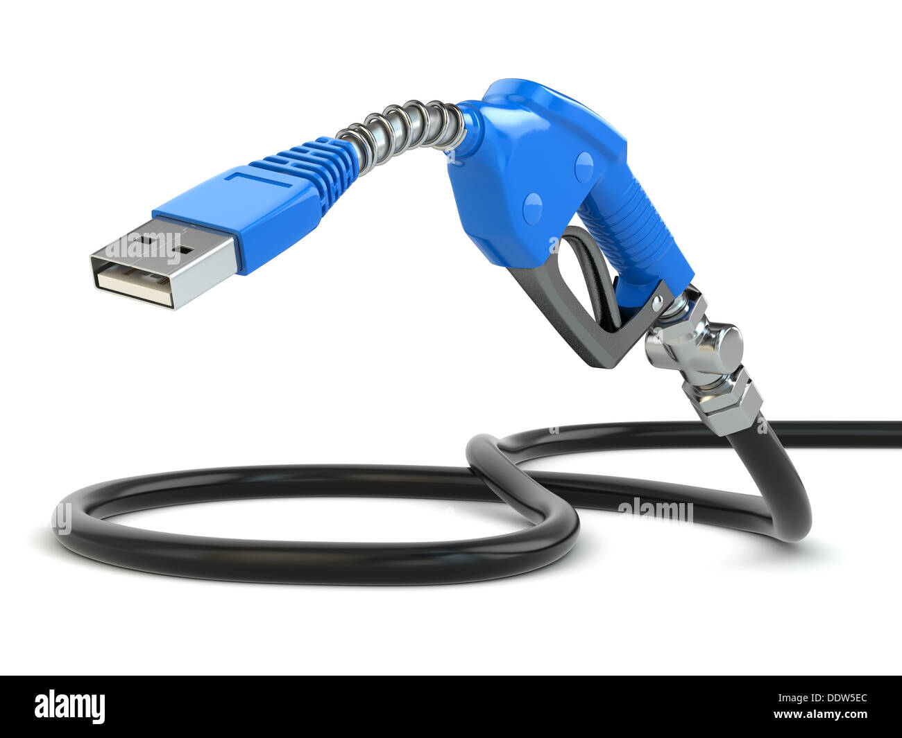 USB cable plug and gas pump nozzle. 3d Stock Photo - Alamy