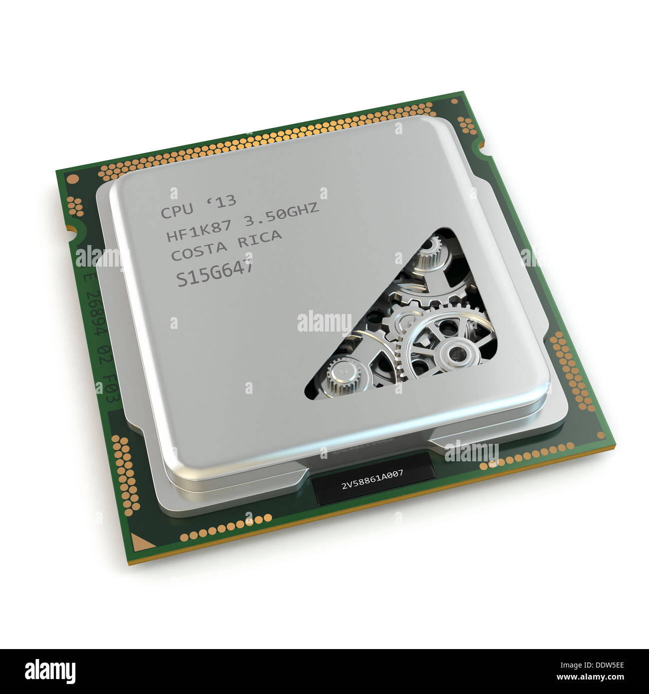CPU. Gears inside processor on white isolated background. 3d Stock ...