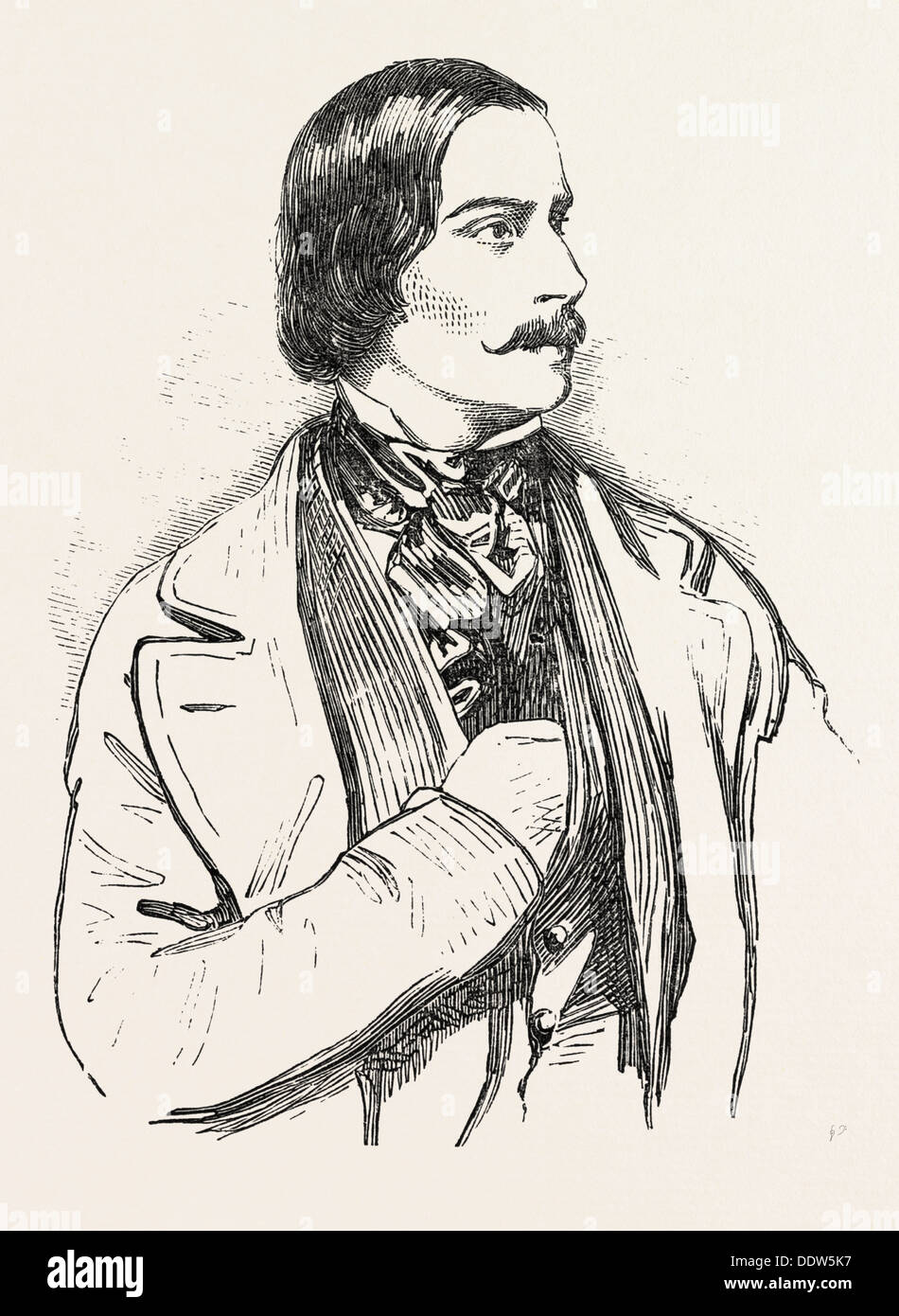 M. BOTTESINI, THE CONTRABASSIST, DRAWN BY BAUGNIET Stock Photo - Alamy