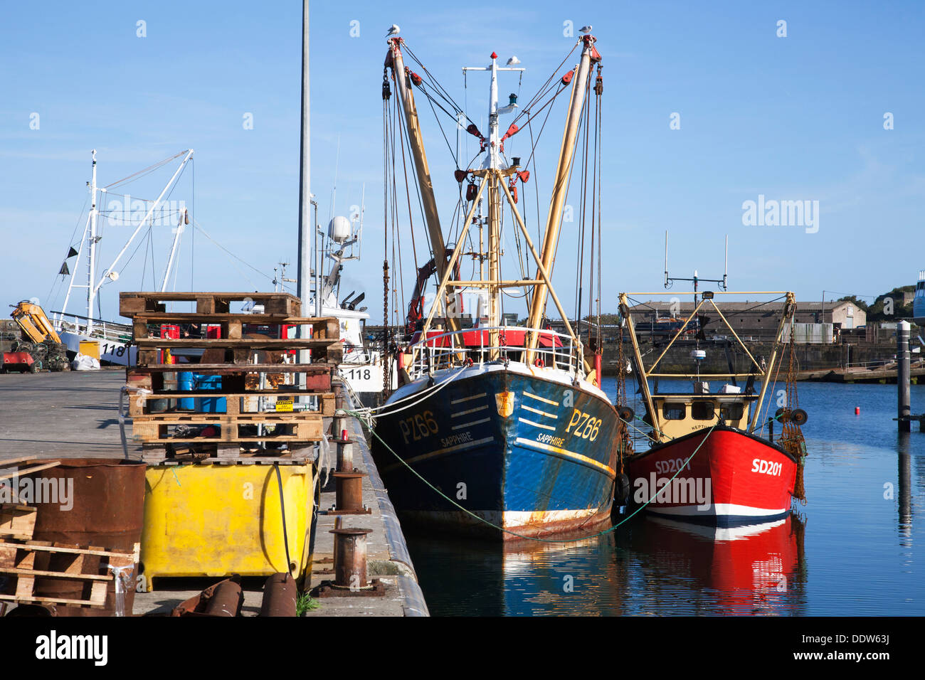 Fishing boats in the harbour at Newlyn, Cornwall, England, U.K Stock ...