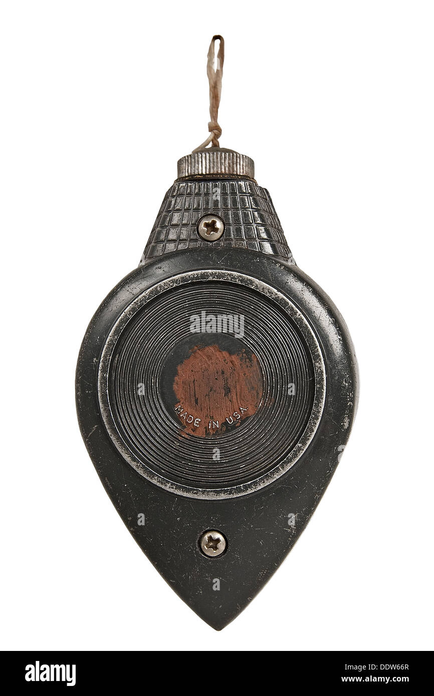 vintage chalk line reel over white background Stock Photo - Alamy