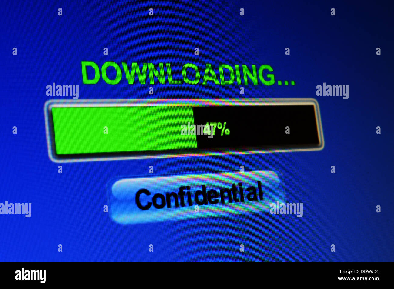 Confidential text on button under downloading bar Stock Photo - Alamy