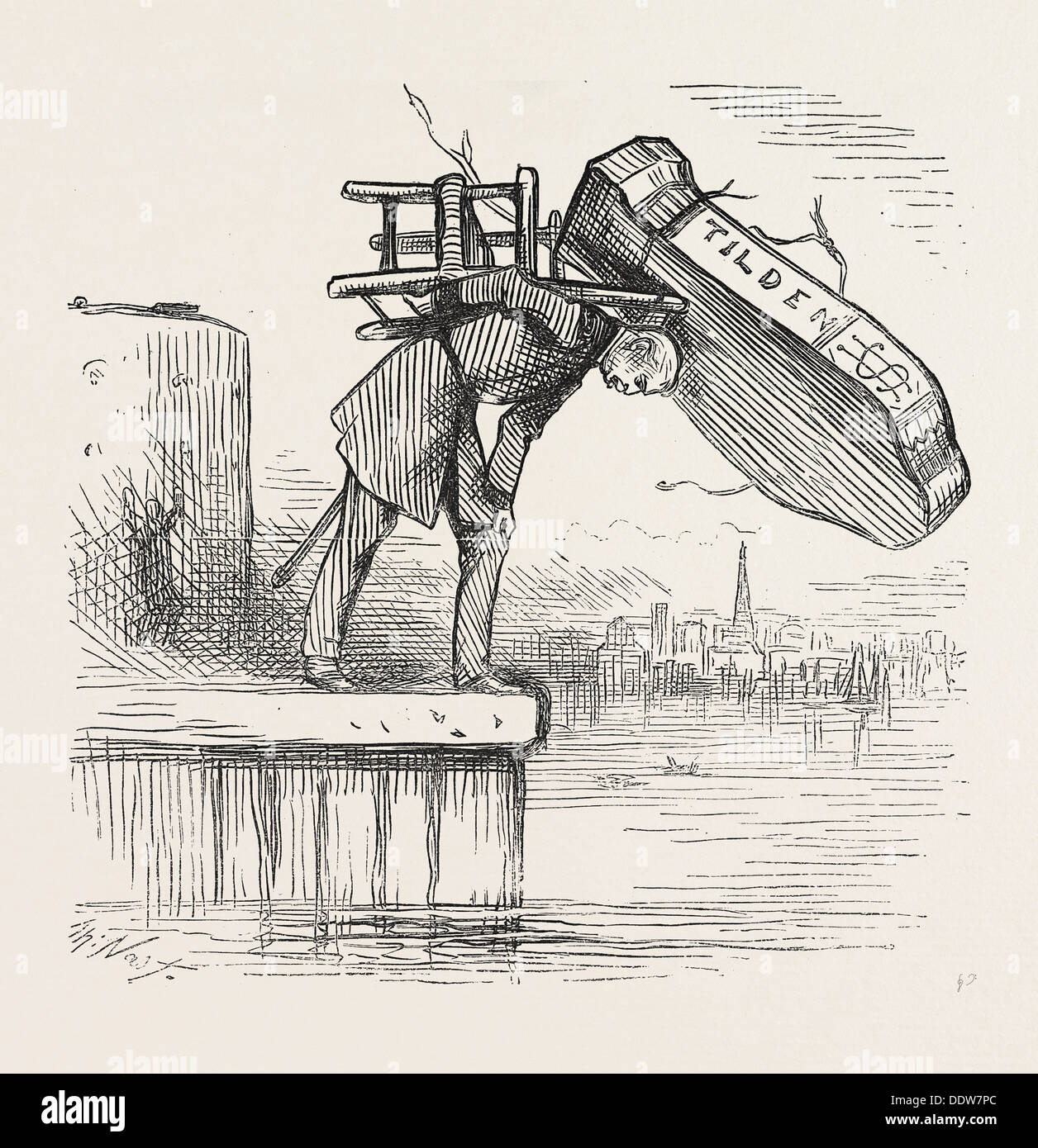 GENERAL HANCOCK MUST DO THIS TO PLEASE BOSS KELLY. Engraving 1880, US ...