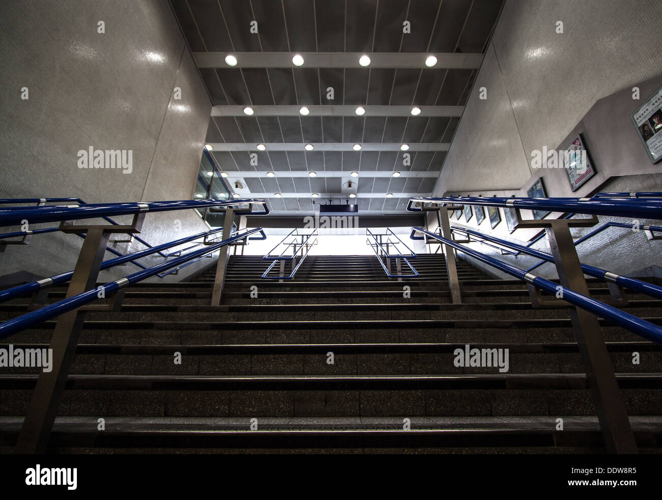 Stairs leading up and out of the new Kings Cross Tube Station in London ...