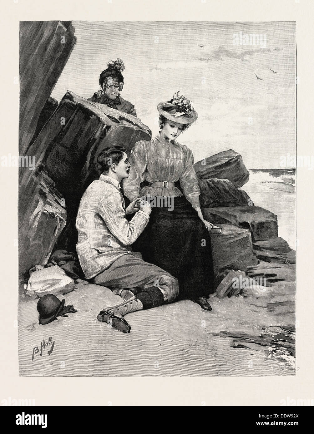 AN APPROACHING STORM, DRAWN BY BERNARD HALL, 1890 engraving Stock Photo ...