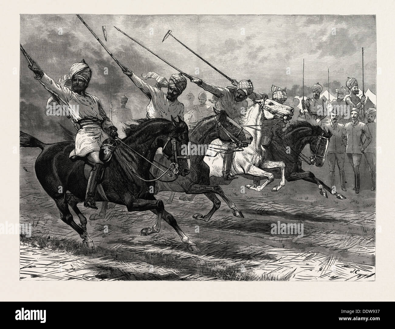 MILITARY LIFE in India, native cavalry, 1890 engraving Stock Photo - Alamy