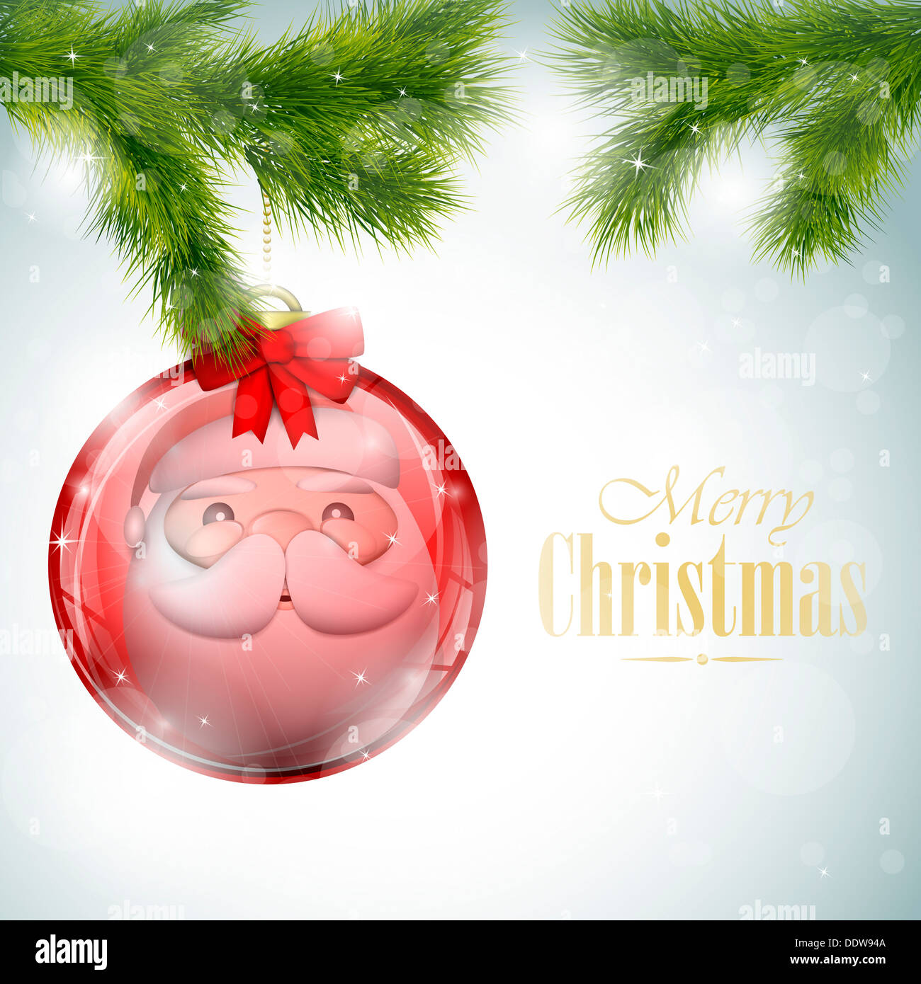 Santa Reflection In Christmas Ball Stock Photo - Alamy