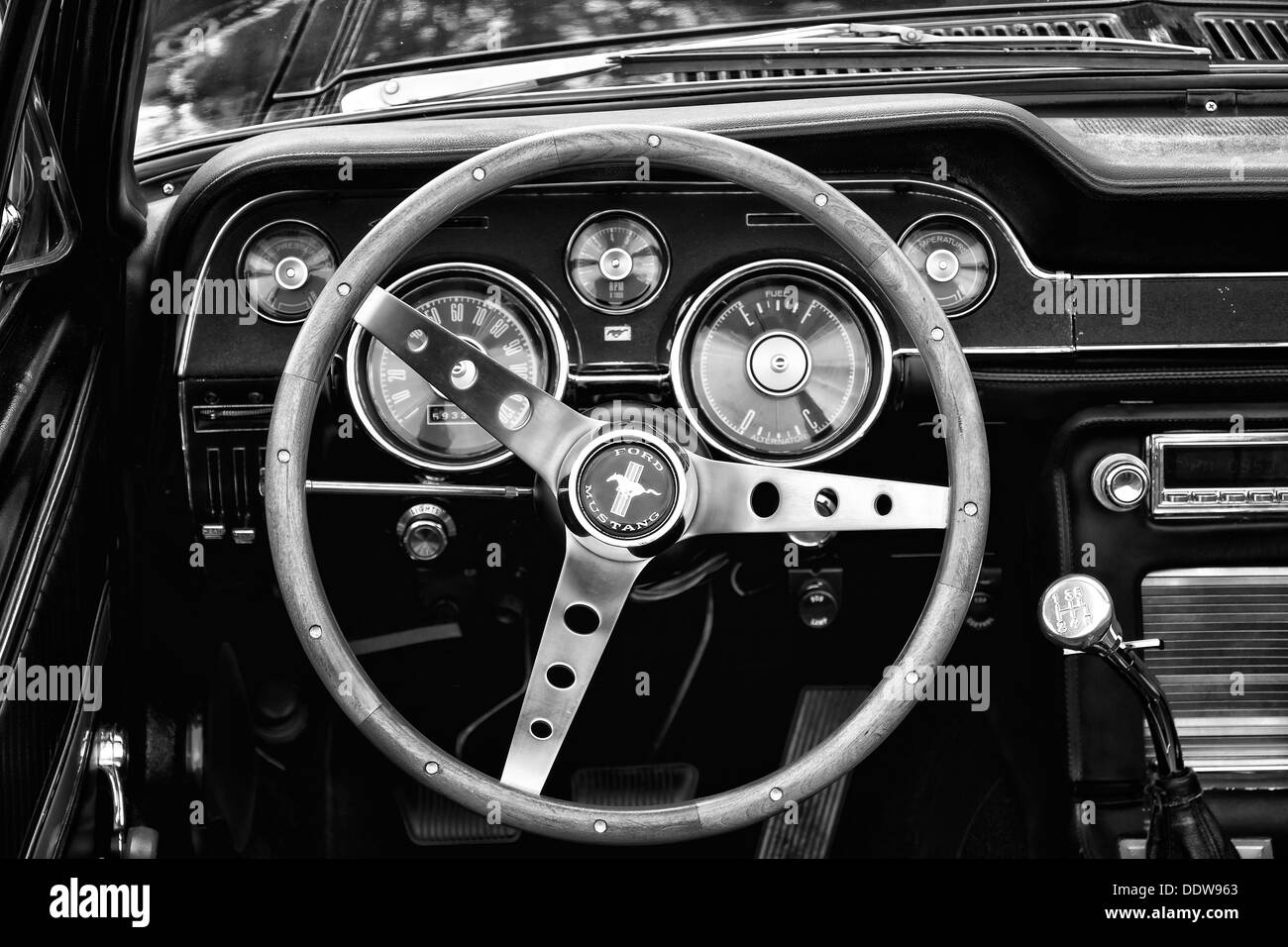 Cab Ford Mustang convertible, first generation (black and white Stock ...