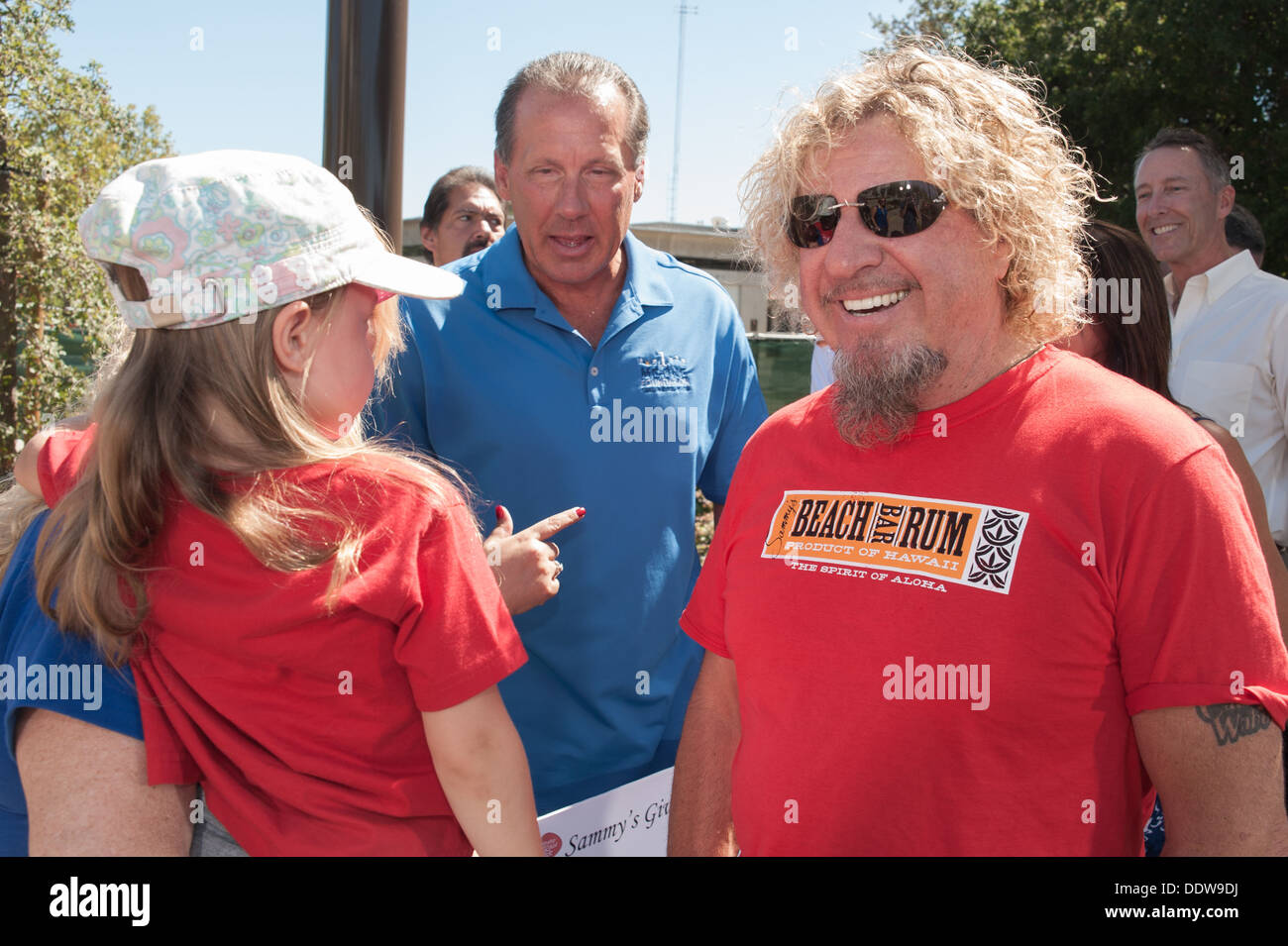 ROSEVILLE, CA - September 5: Sammy Hagar (L) greet young fan at ...