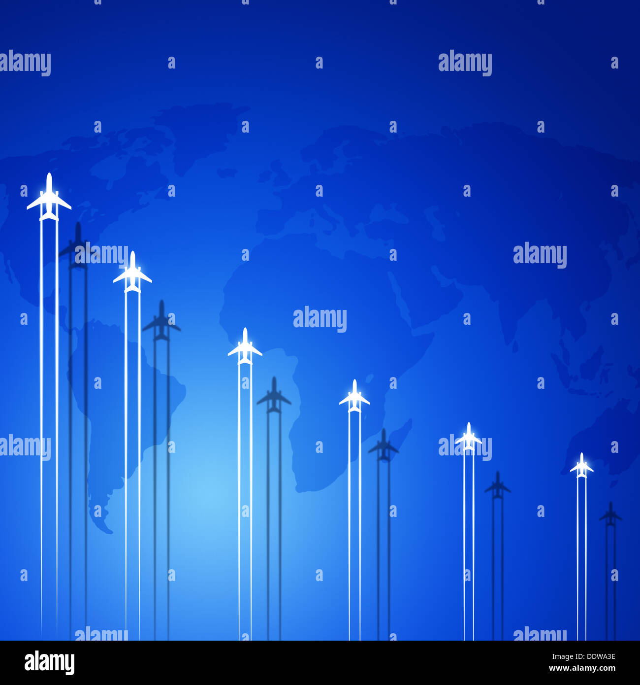 aviation background with airplanes flying over the map Stock Photo - Alamy