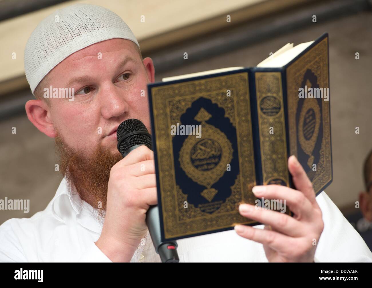 Radical Islamic preacher Pierre Vogel speaks during a demonstration ...
