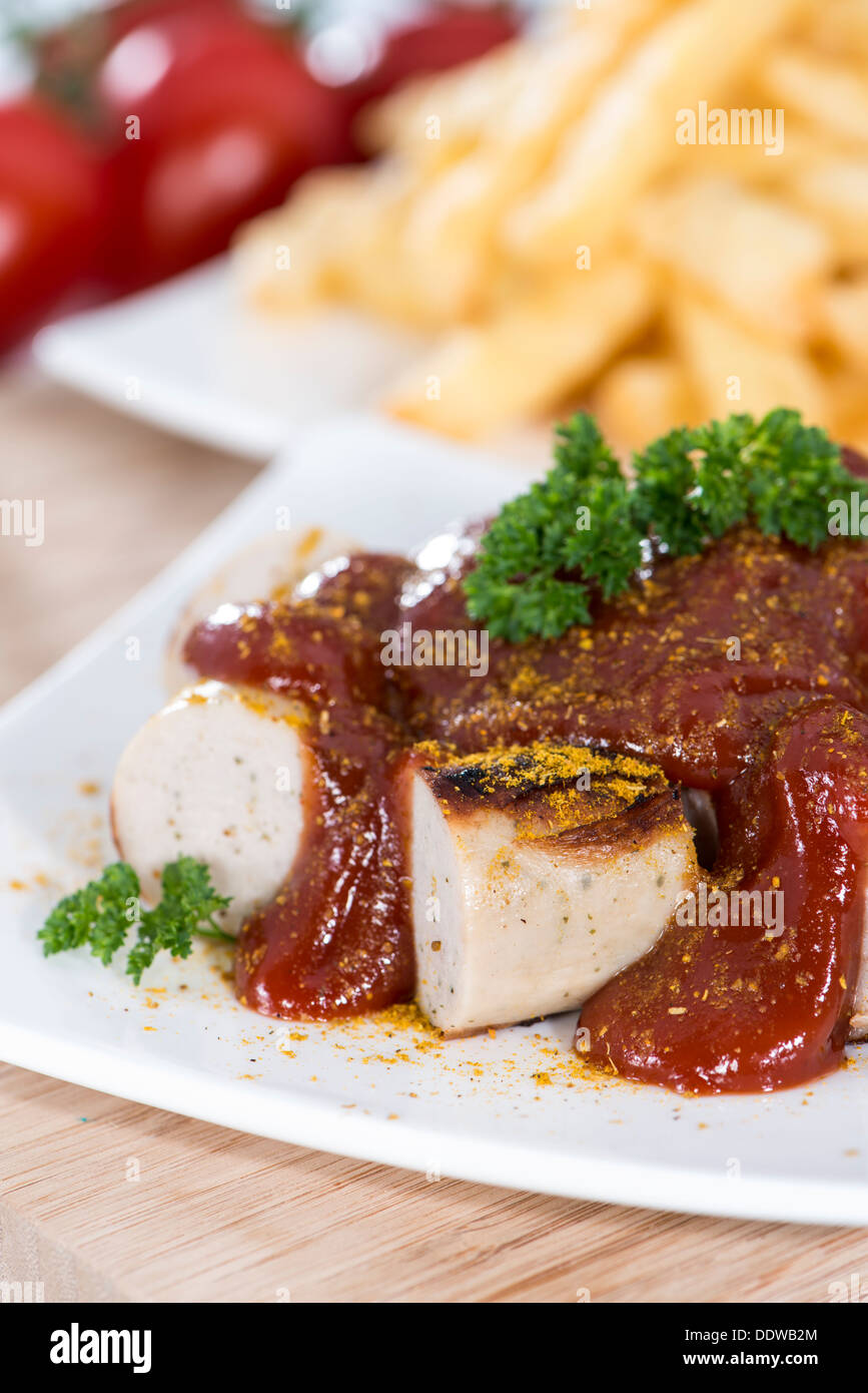 Fresh made German Currywurst (close-up shot Stock Photo - Alamy
