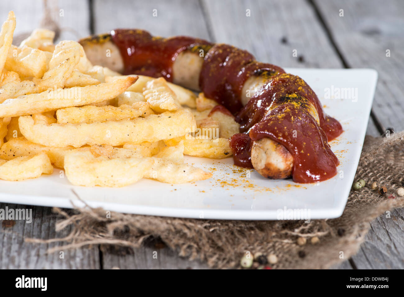 Fresh made German Currywurst photo Stock Photo - Alamy