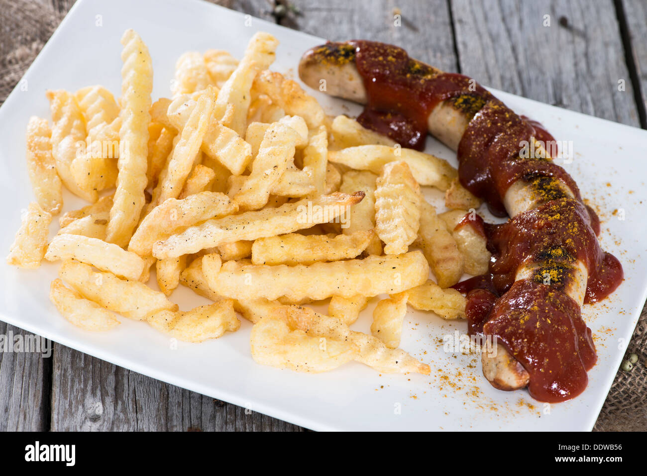 Fresh made German Currywurst (close-up shot Stock Photo - Alamy