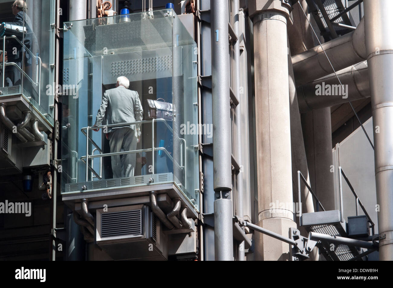 England, London, Lloyds Building by Richard Rogers, External Lifts ...