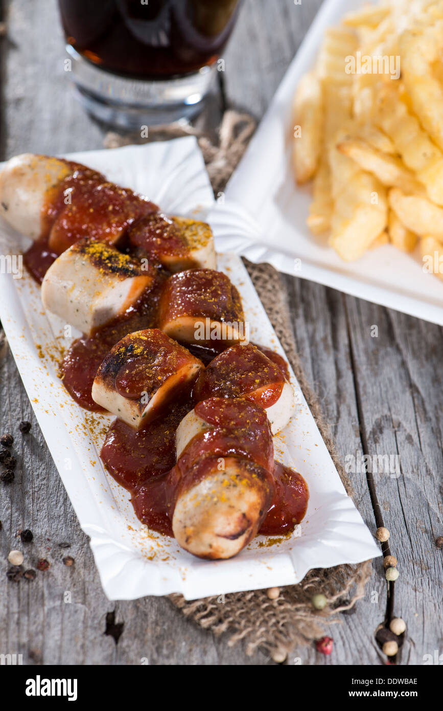 Fresh made German Currywurst photo Stock Photo - Alamy