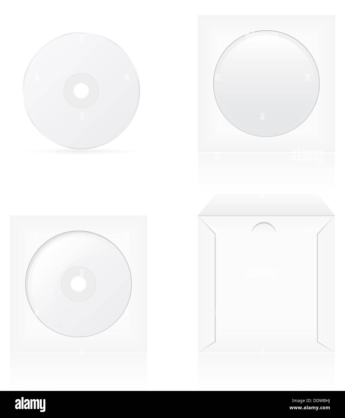 set of white blank cd disk and cover illustration isolated on ...