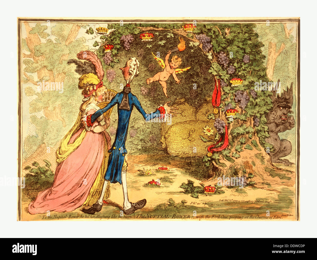 The nuptial bower, with the evil one, peeping at the charms of Eden ...