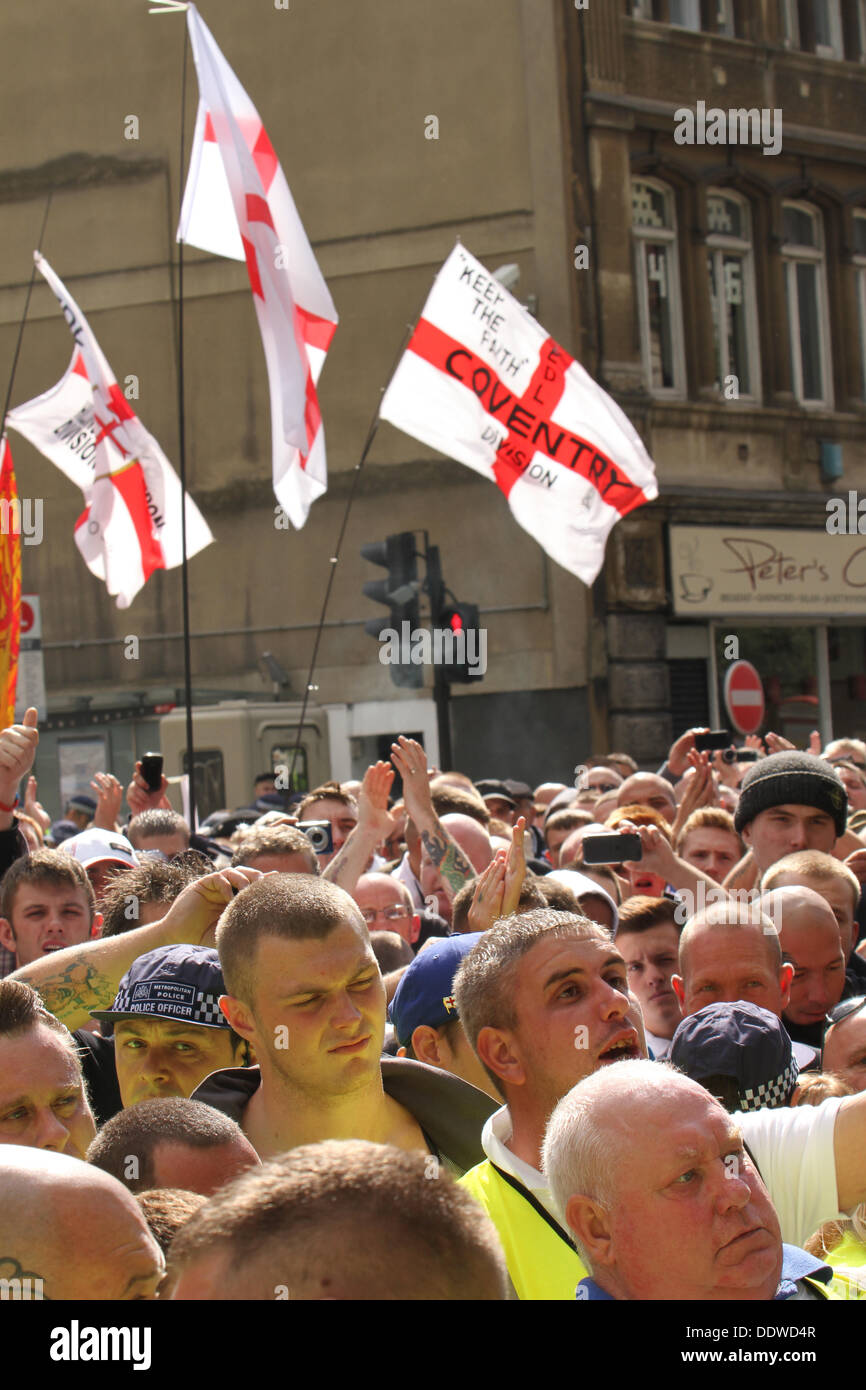 London, UK. 7 September 2013. EDL members seen during the rally. Credit ...