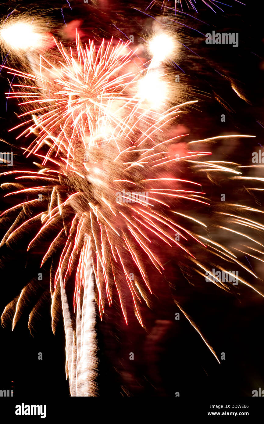 A simple display of fireworks over a baseball stadium Stock Photo - Alamy