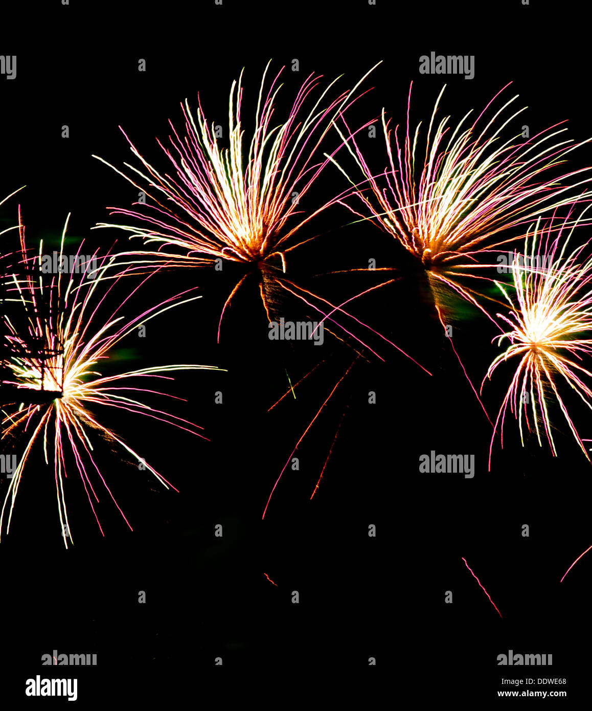 A simple display of fireworks over a baseball stadium Stock Photo - Alamy