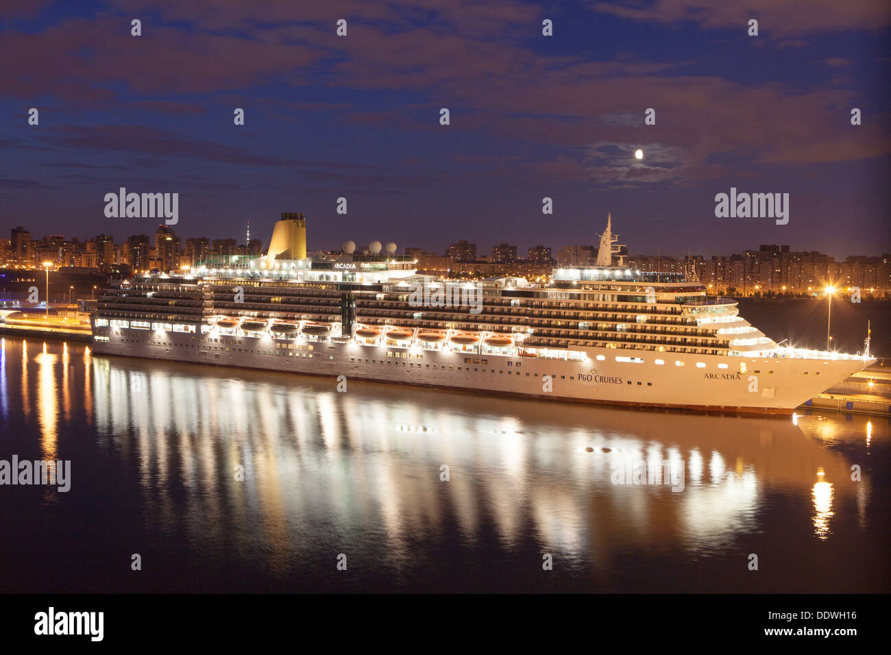 MS Arcadia cruise ship in the P&O Cruises fleet docked in St Petersburg ...
