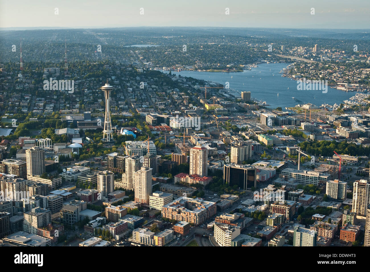 Retro image of downtown Seattle from airplane Stock Photo - Alamy