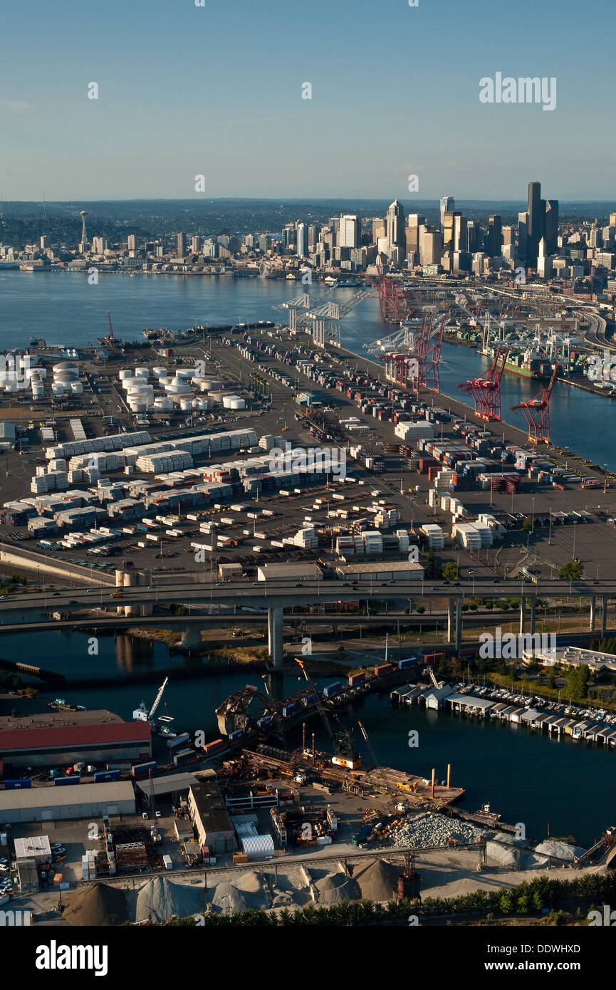 Retro image of Seattle Skyline and South Industrial area Stock Photo ...