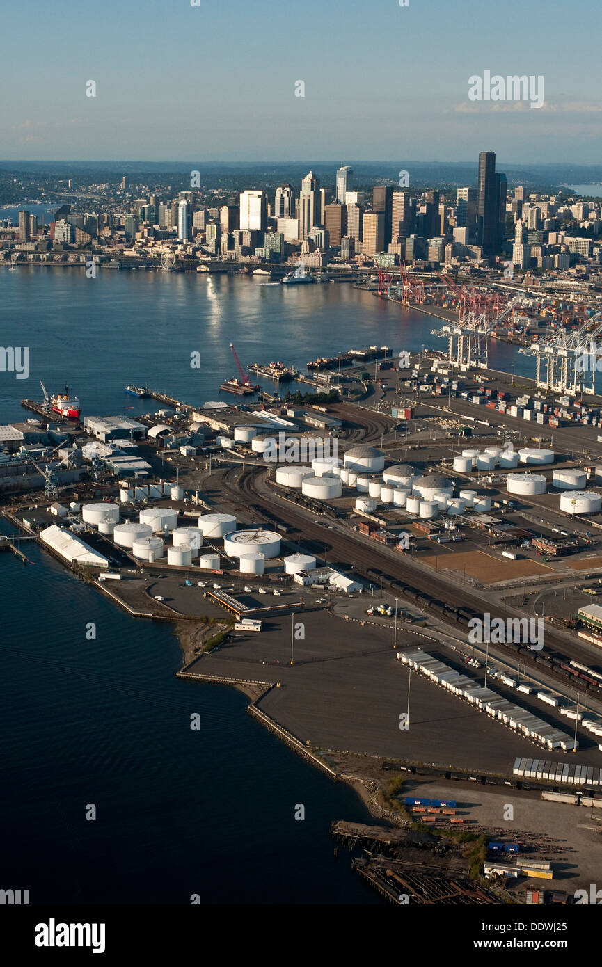 Retro image of Seattle Skyline and South Industrial area Stock Photo ...