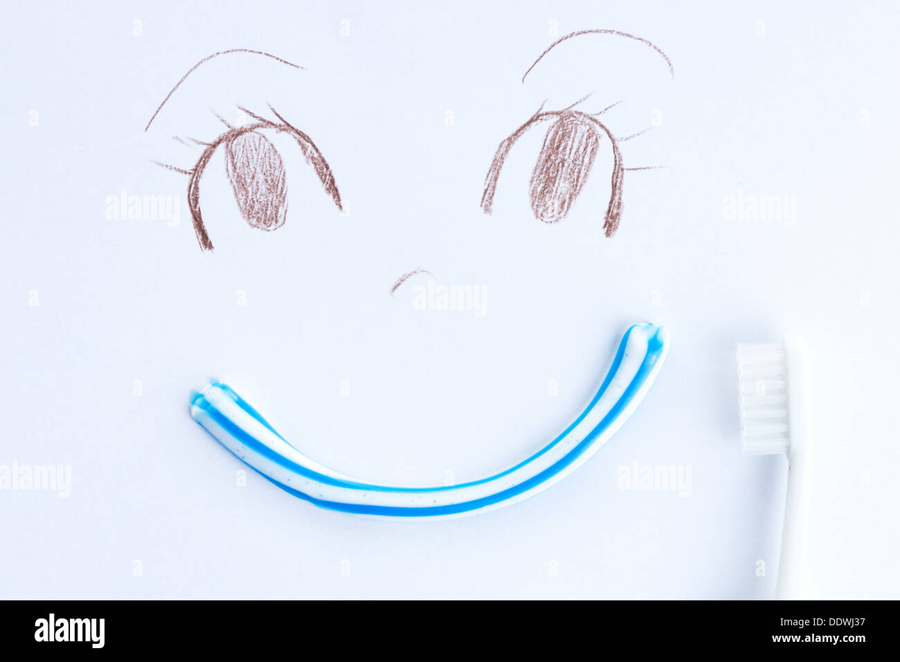 Painted abstract muzzle, toothpaste and toothbrush Stock Photo - Alamy